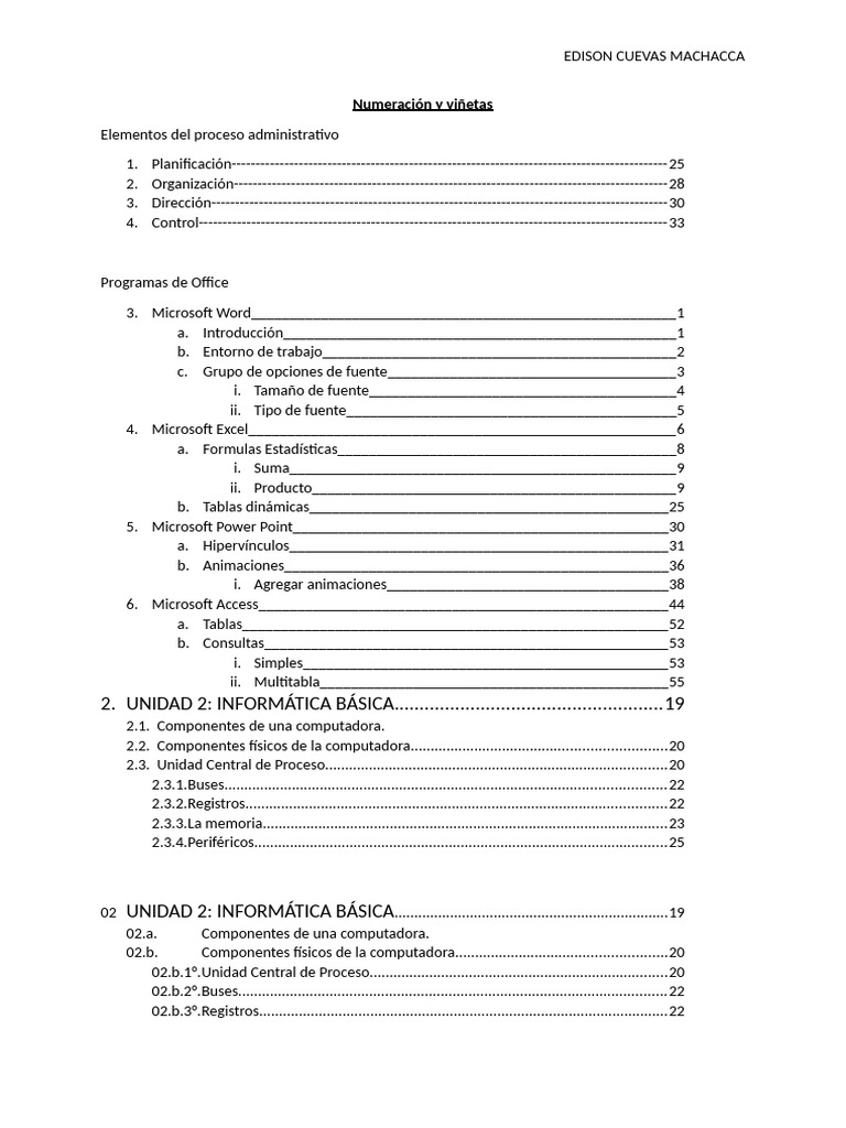 Numeración y Viñetas | PDF