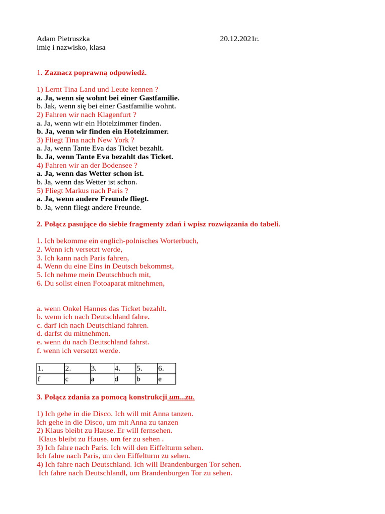 Test Modul 7 Kapitel 3 klasa 7 | PDF