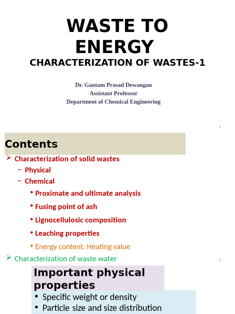 2 Characterization of Wastes 1 | PDF