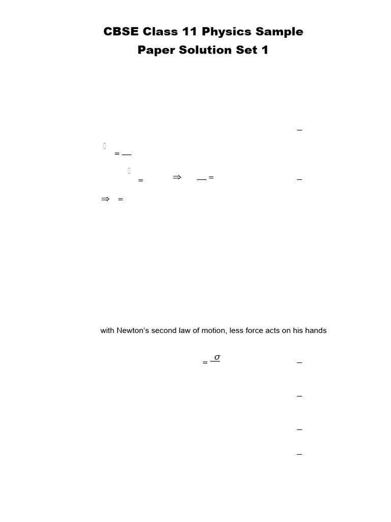 CBSE-Class-11-Physics-Sample-Paper-Set-1-Solution ED | PDF