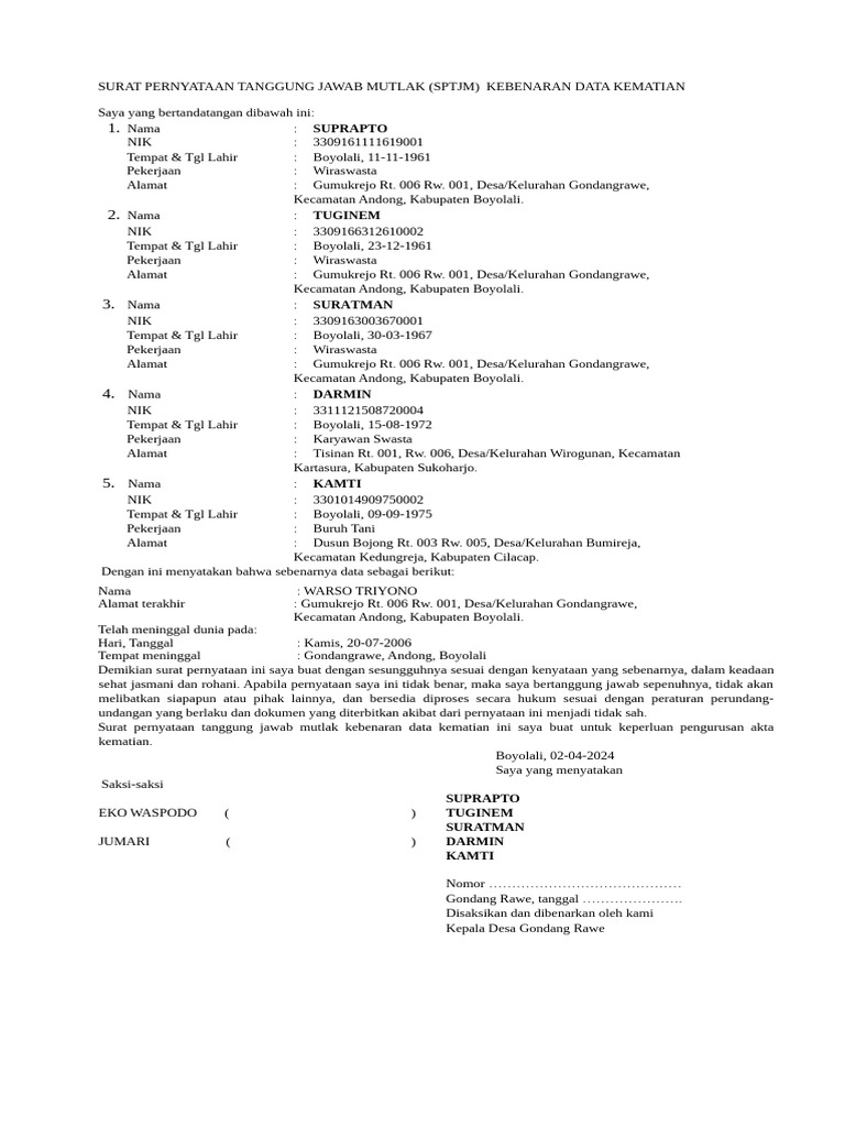 SPTJM Kematian | PDF