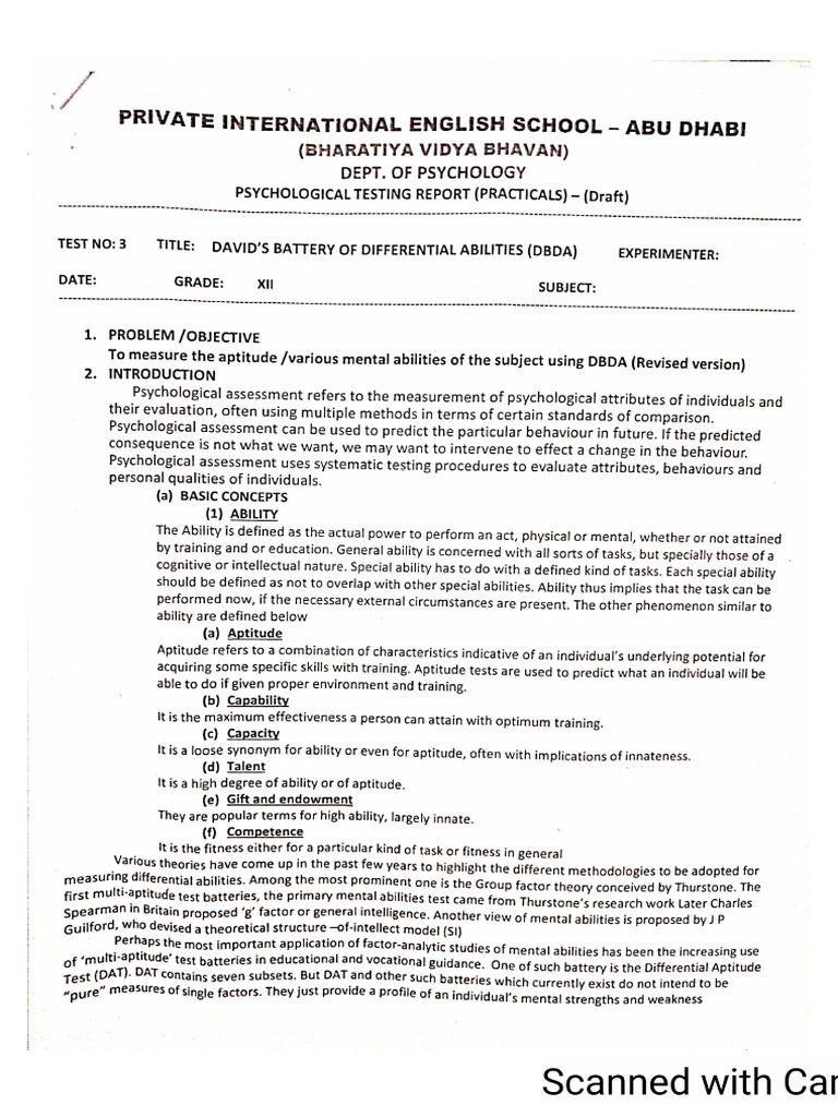 Draft DBDA - Davids - Battery - of - Differential - Abilities | PDF