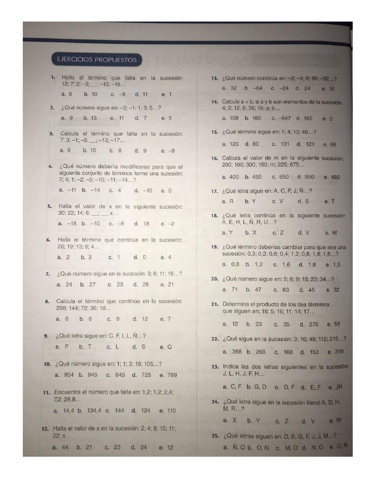 SUCESIONES NUMERICAS Y LITERALES (1) | PDF