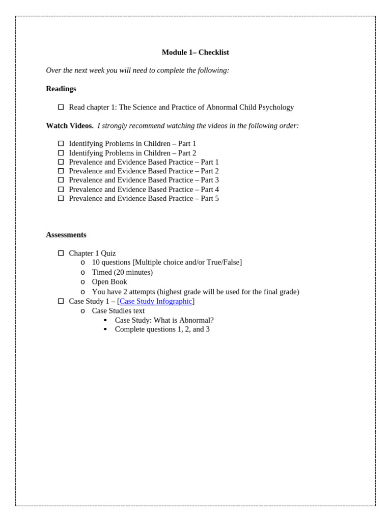 Module 1 Checklist | PDF