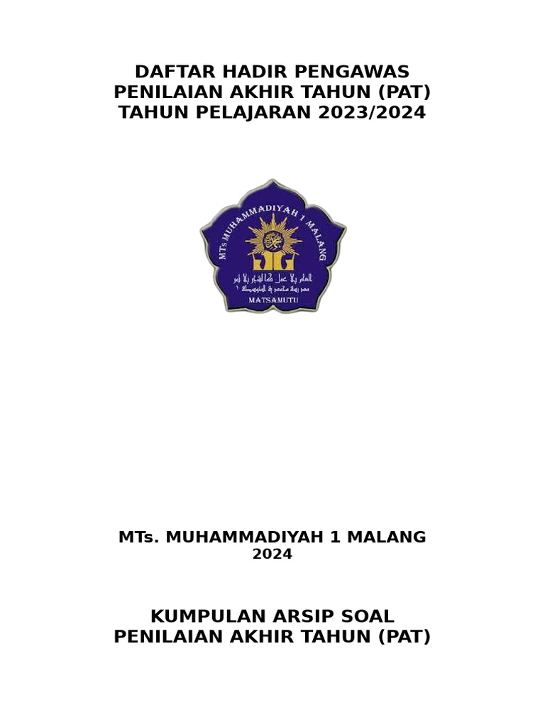 Cover Daftar Hadir Pengawas | PDF