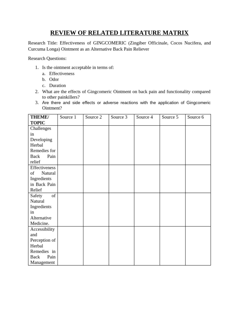 Review of Related Literature Matrix | PDF