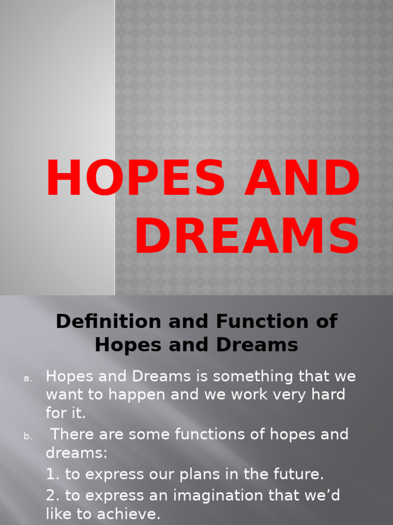 Hopes and Dreams | PDF | Semantic Units | Career & Growth