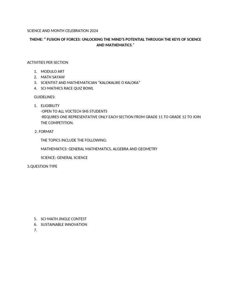 Science and Month Celebration 2024 | PDF