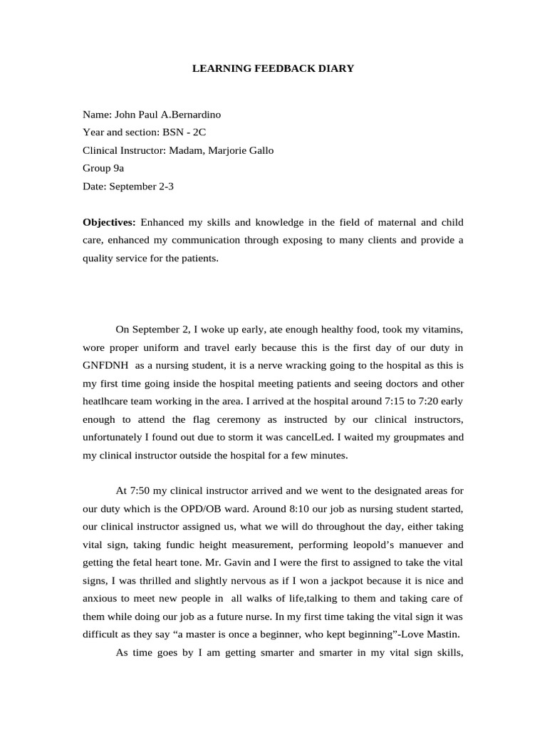 Learning Feedback Diary | PDF