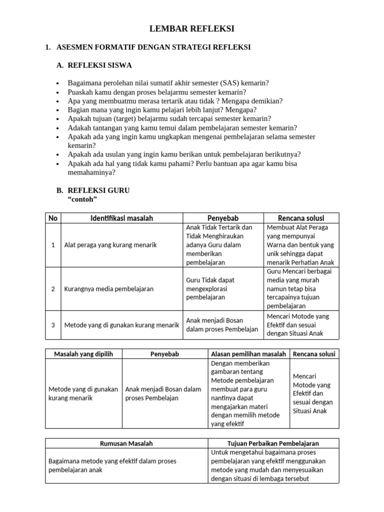 Contoh Pelaksanaan Asesmen Formatif | PDF