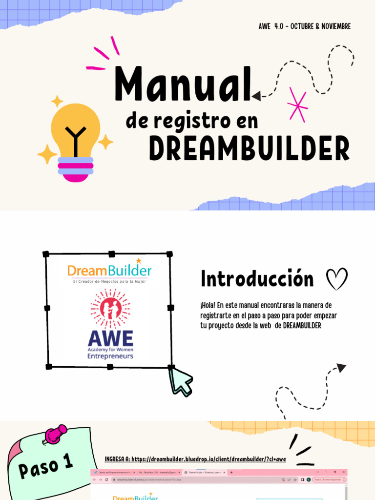 AWE 4.0 - MANUAL DE REGISTRO EN DREAMBUILDER | PDF