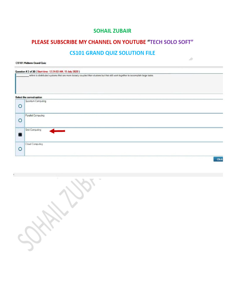 CS101 Grand Quiz Solution FIle Sohail Zubair | PDF