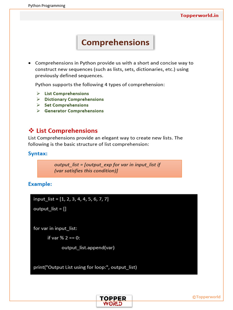 Python_comprehensions | PDF
