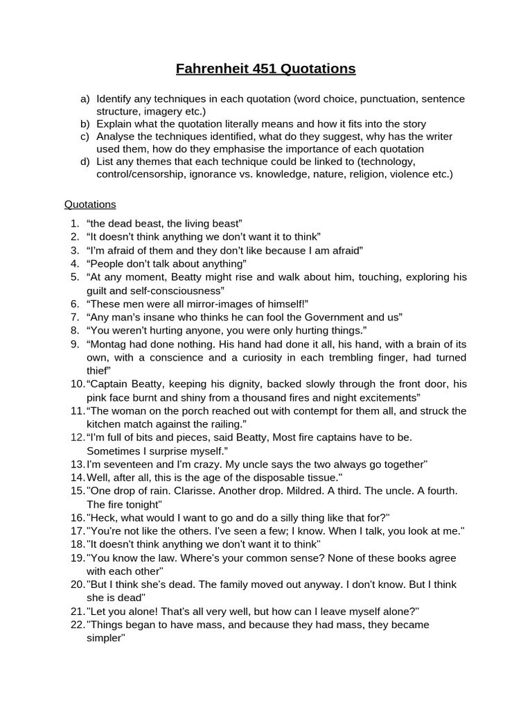 Fahrenheit 451 Quotations | PDF