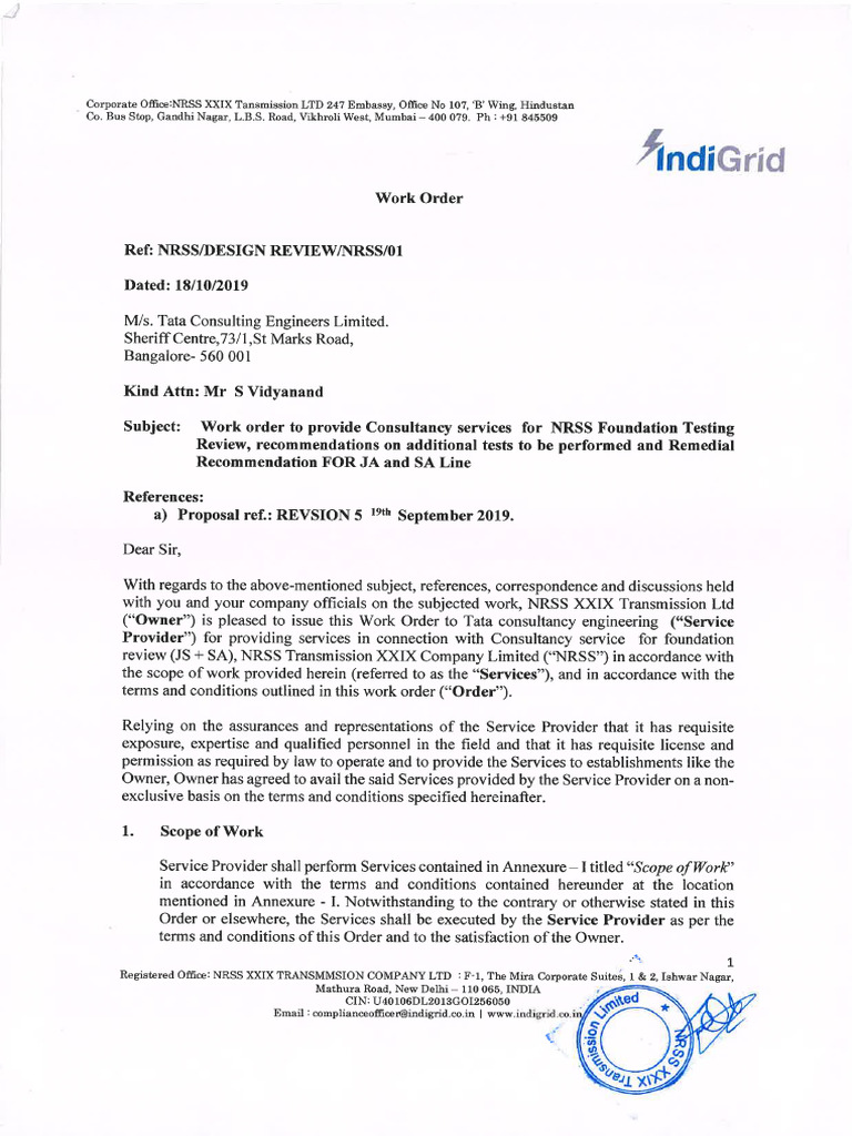 Indigrid-NRSS PO | PDF