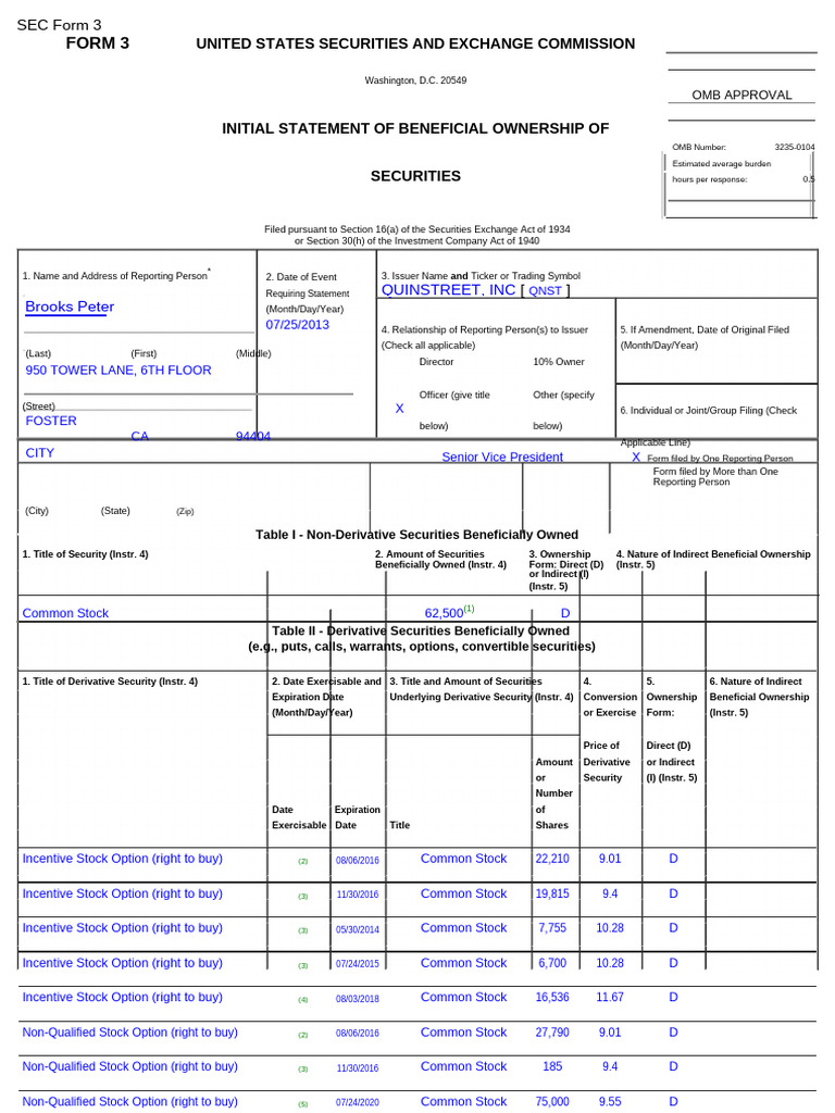 Form 3: United States Securities and Exchange Commission | PDF