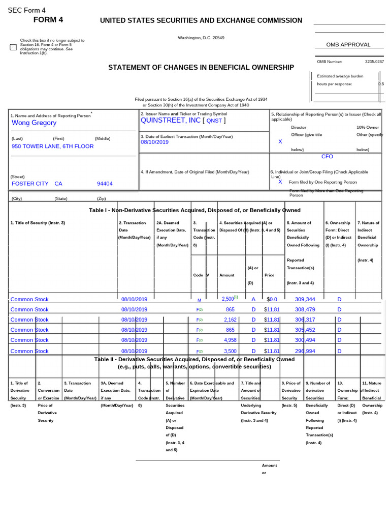 Form 4: United States Securities and Exchange Commission | PDF