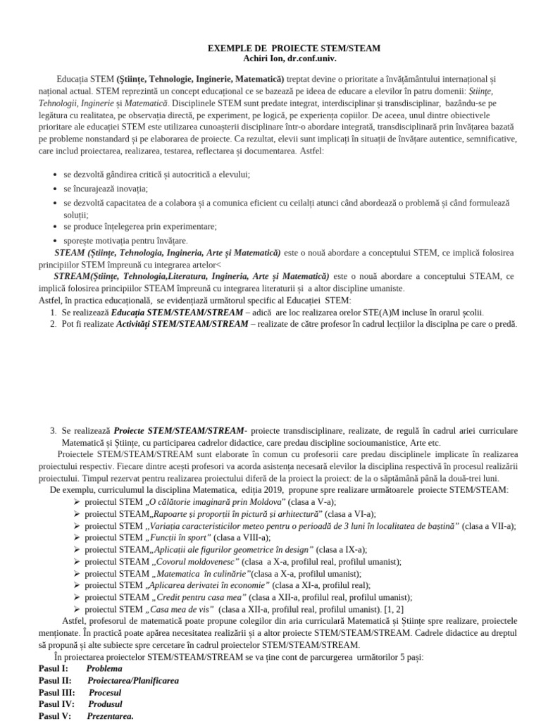 Exemple de proiecte STEM. docx | PDF