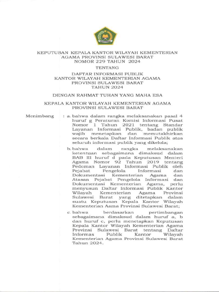 SK DIP KANWIL KEMENAG SULBAR 2024 - 11zon | PDF