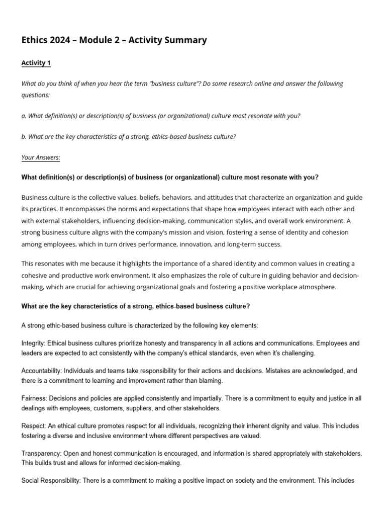 Ethics2024 Module2 Activities | PDF