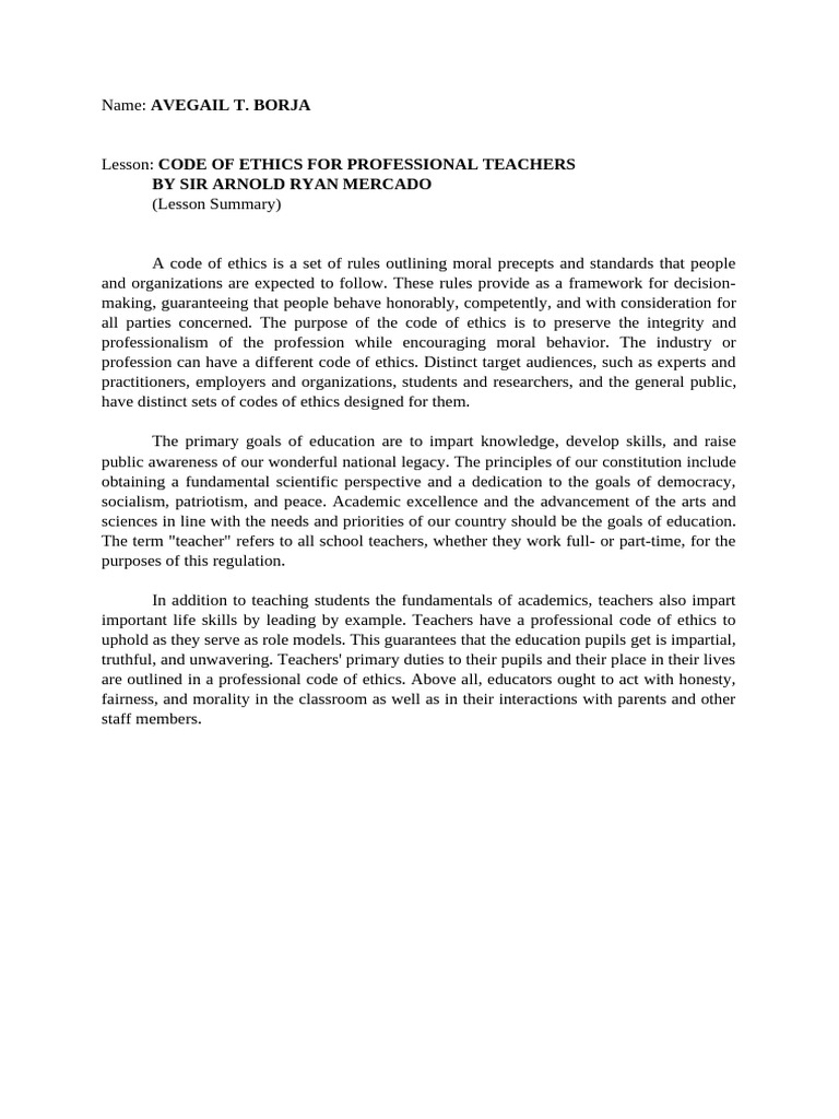 Activities Lesson Summary | PDF