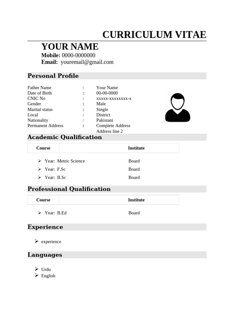 BW CV Template | PDF