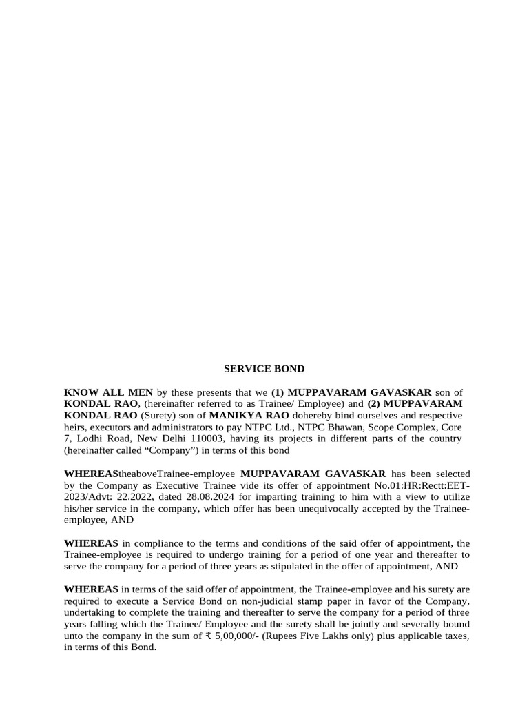 Annexure IV July 2023 Onwards Revised ET Bond | PDF