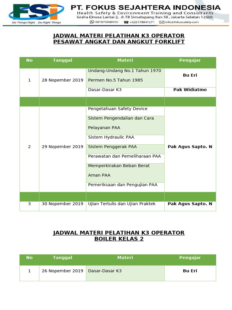 Jadwal Oprator PAA Dan BOILER | PDF