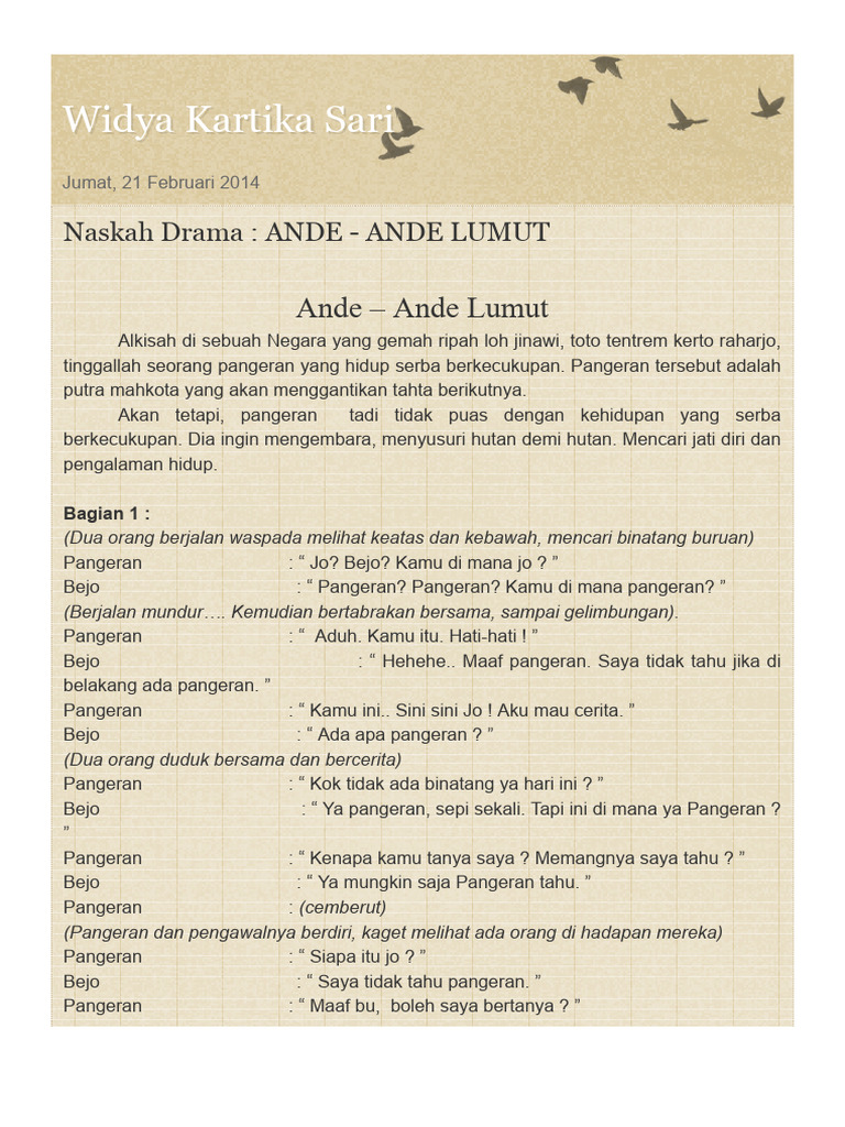 Widya Kartika Sari - Naskah Drama - ANDE - ANDE LUMUT | PDF