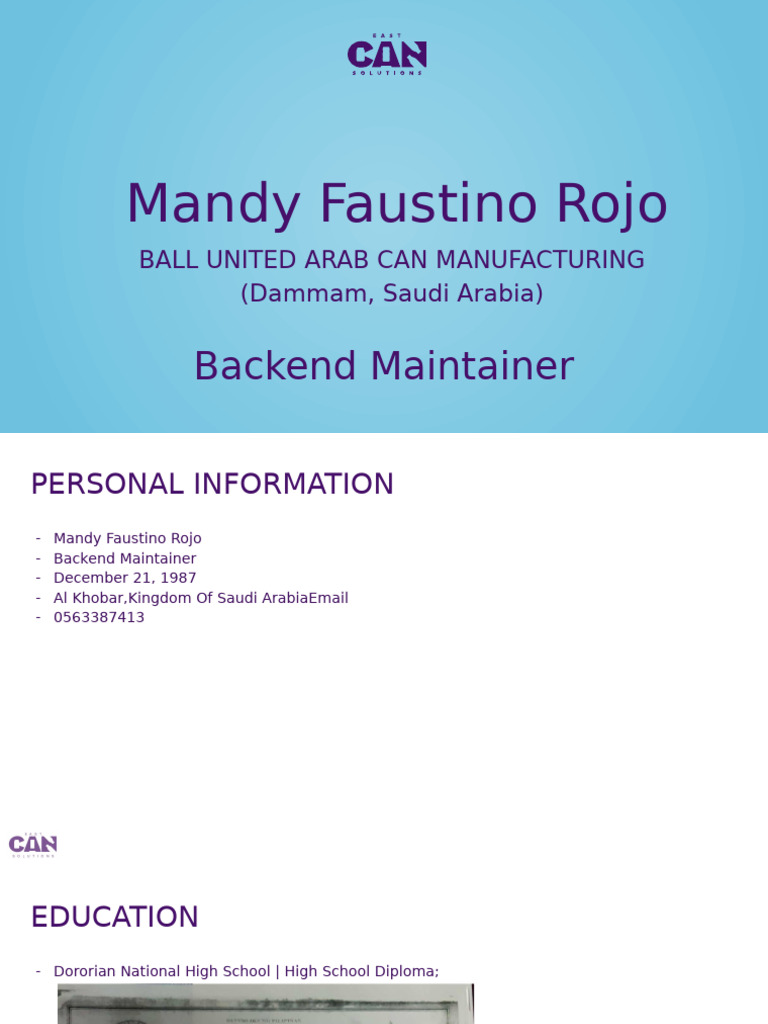 Mandy F. Rojo - Back End Maintainer Applicant | PDF
