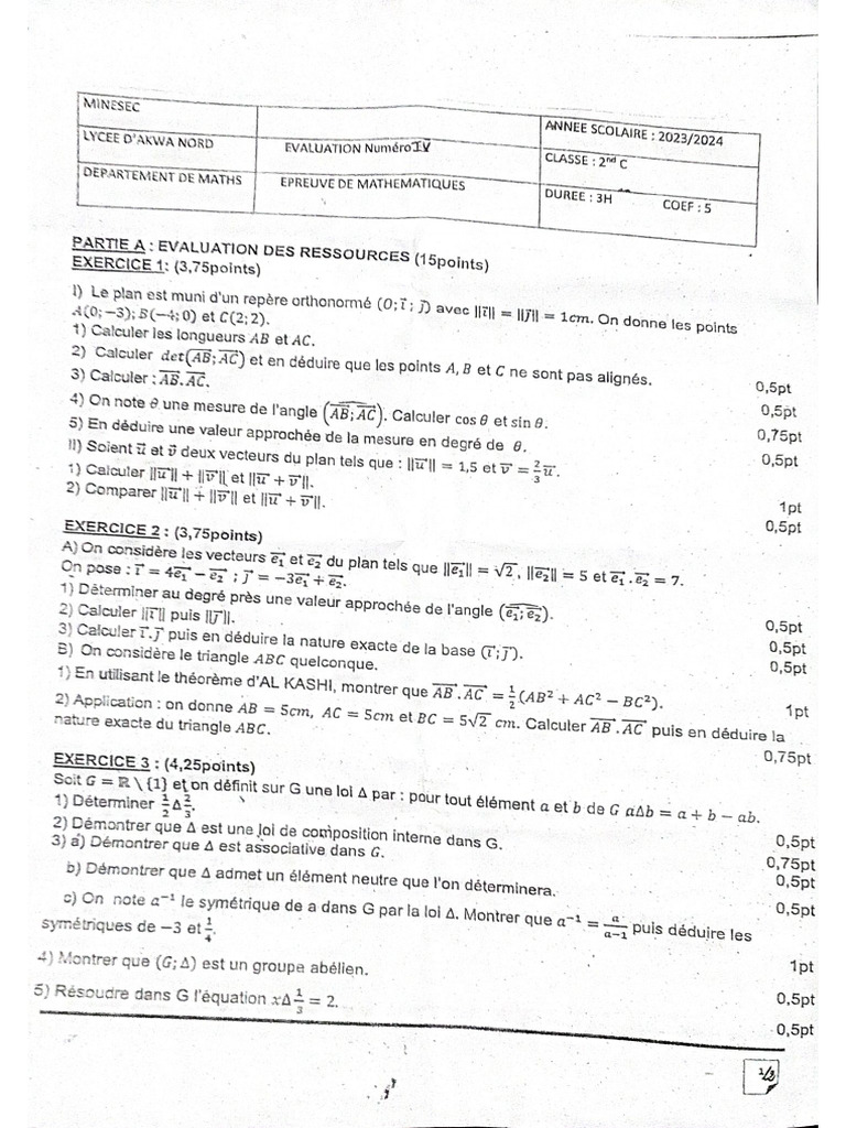2ndC Maths Fin D'année | PDF