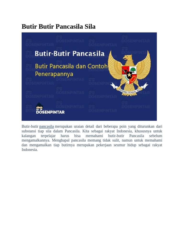 Butir Butir Pancasila | PDF