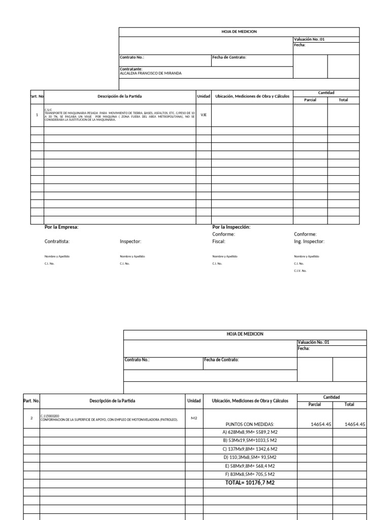 Hoja de Mediciones Agua C | PDF