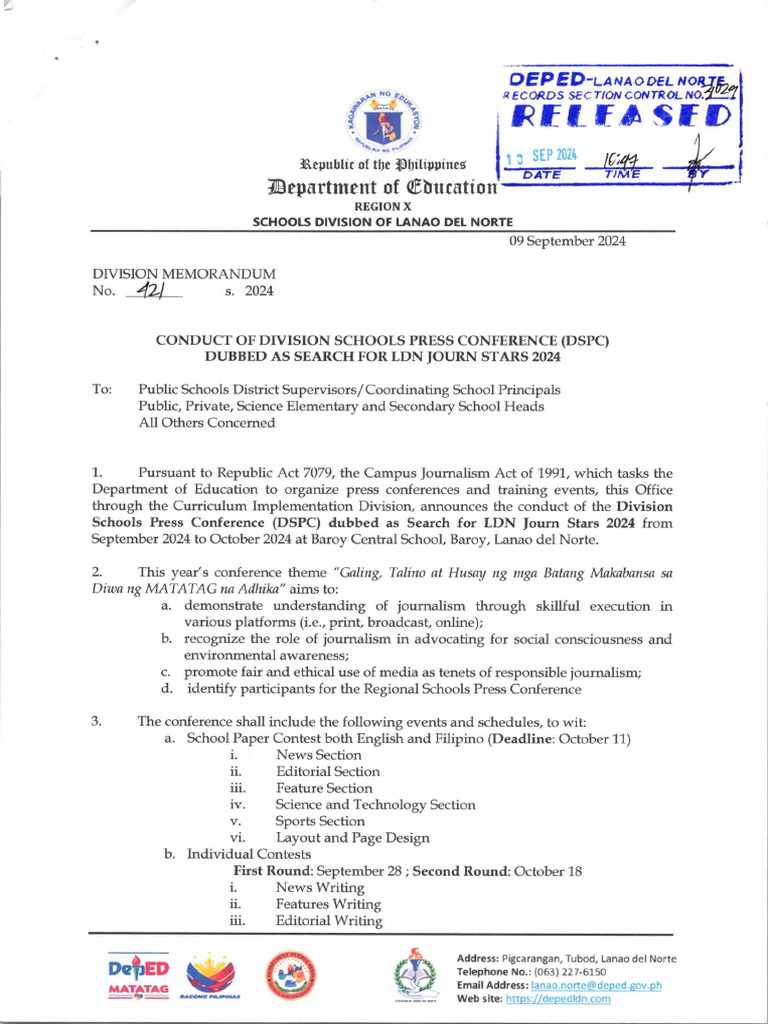 Conduct of Division Schools Press Conference DSPC Dubbed As Search For ...