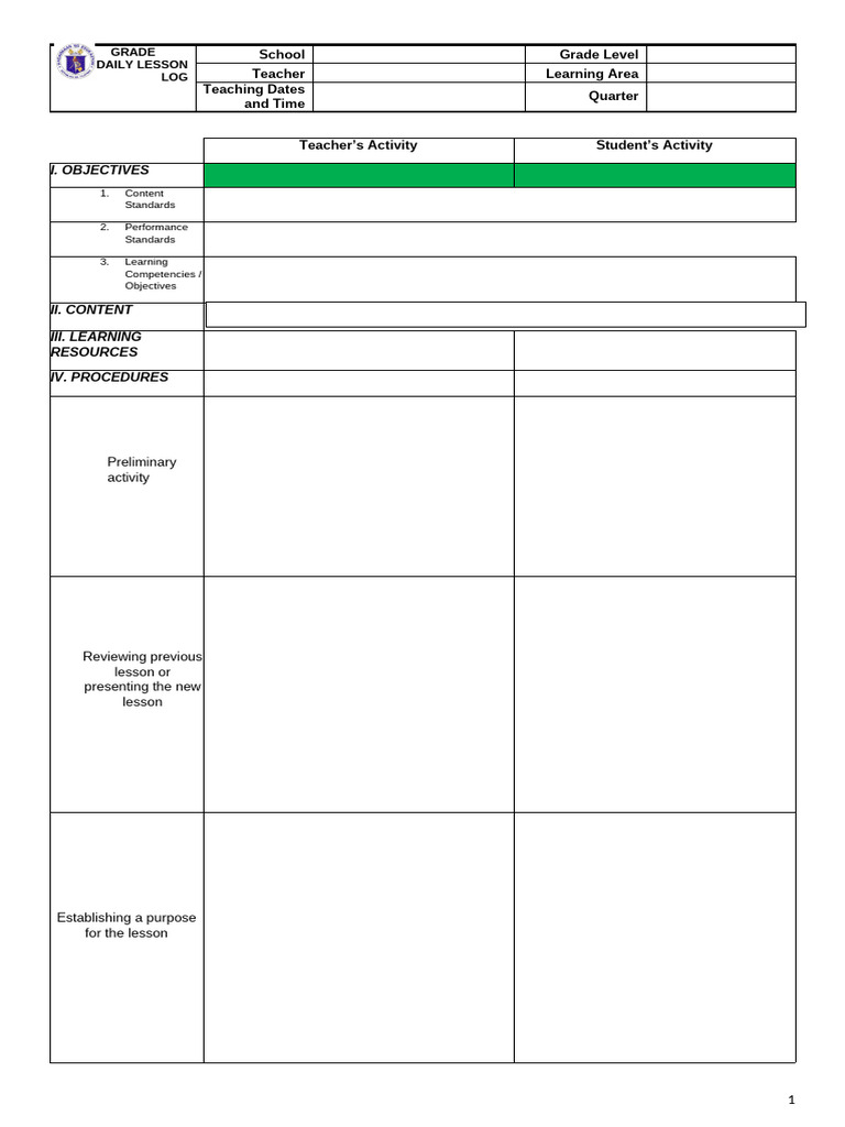 DLL Template - Copy | PDF