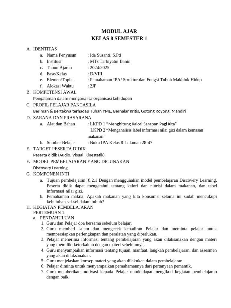 Modul Ajar Bab 2 Pertemuan 1 | PDF