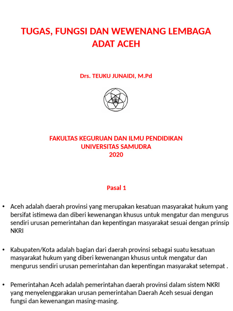 Tupoksi Lembaga Adat Aceh..... | PDF