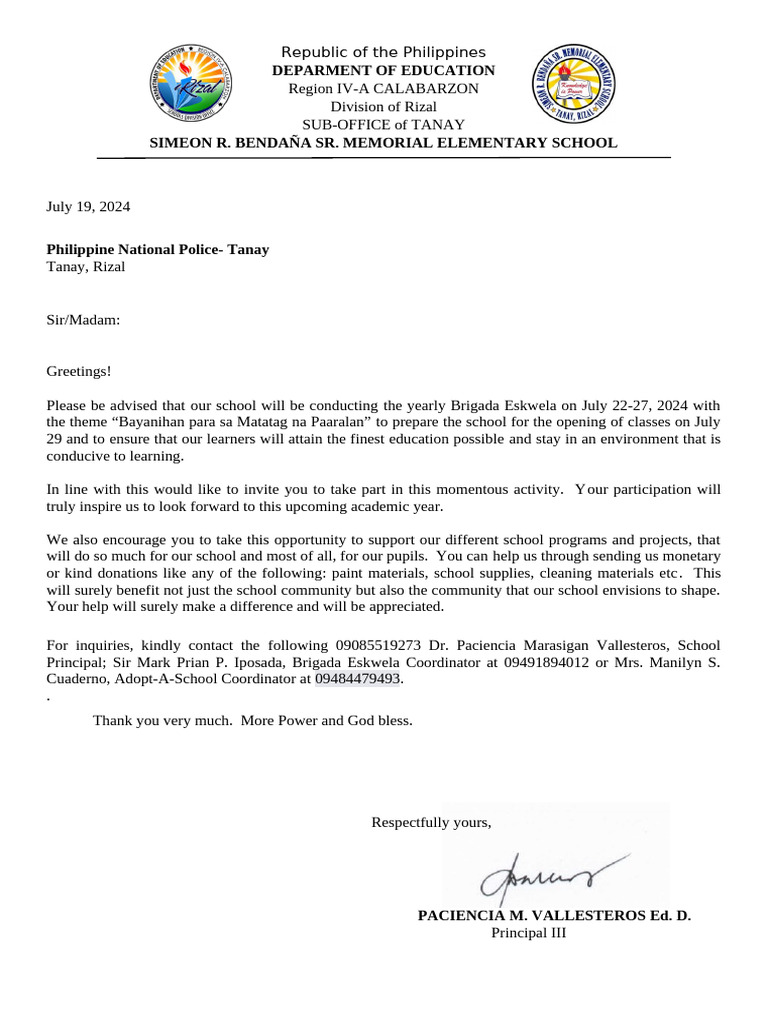 Letter of Invitation Brigada 2024 | PDF