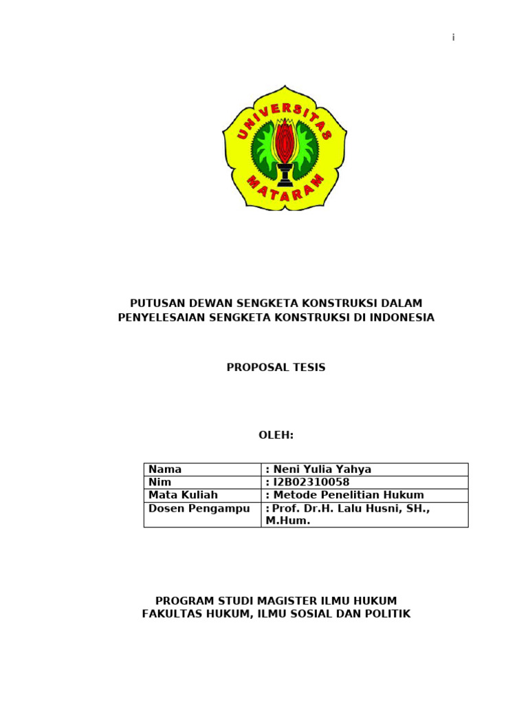 Proposal MPH Neni Yulia Yahya | PDF