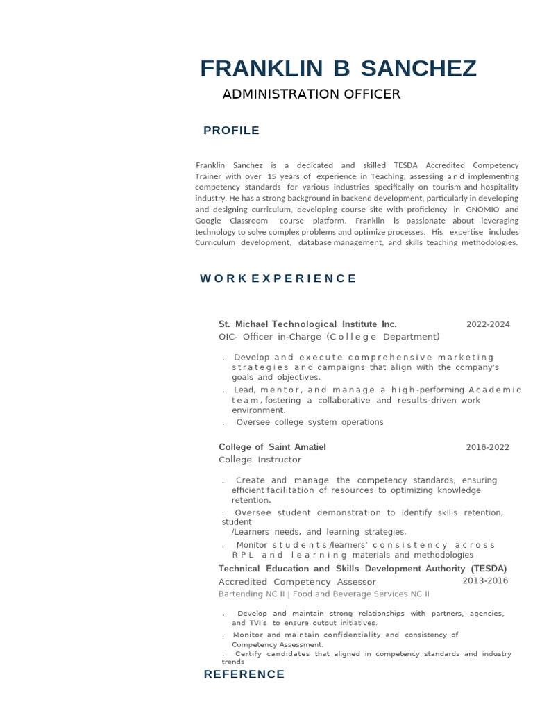 MR (1) - Sanchez CV Resume - Training Director | PDF