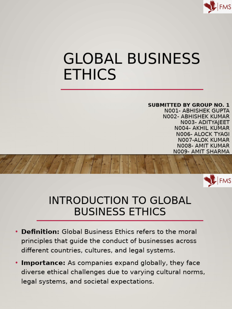 20.8.24 Global - Business - Ethics - Presentation | PDF | Corporate Social Responsibility ...