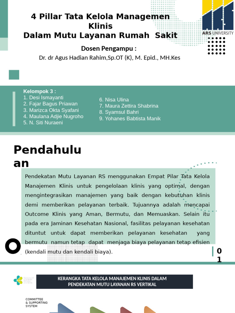 Kel 3 . 4 Pilar Tata Kelola Managemen Klinis.{ Rev) | PDF