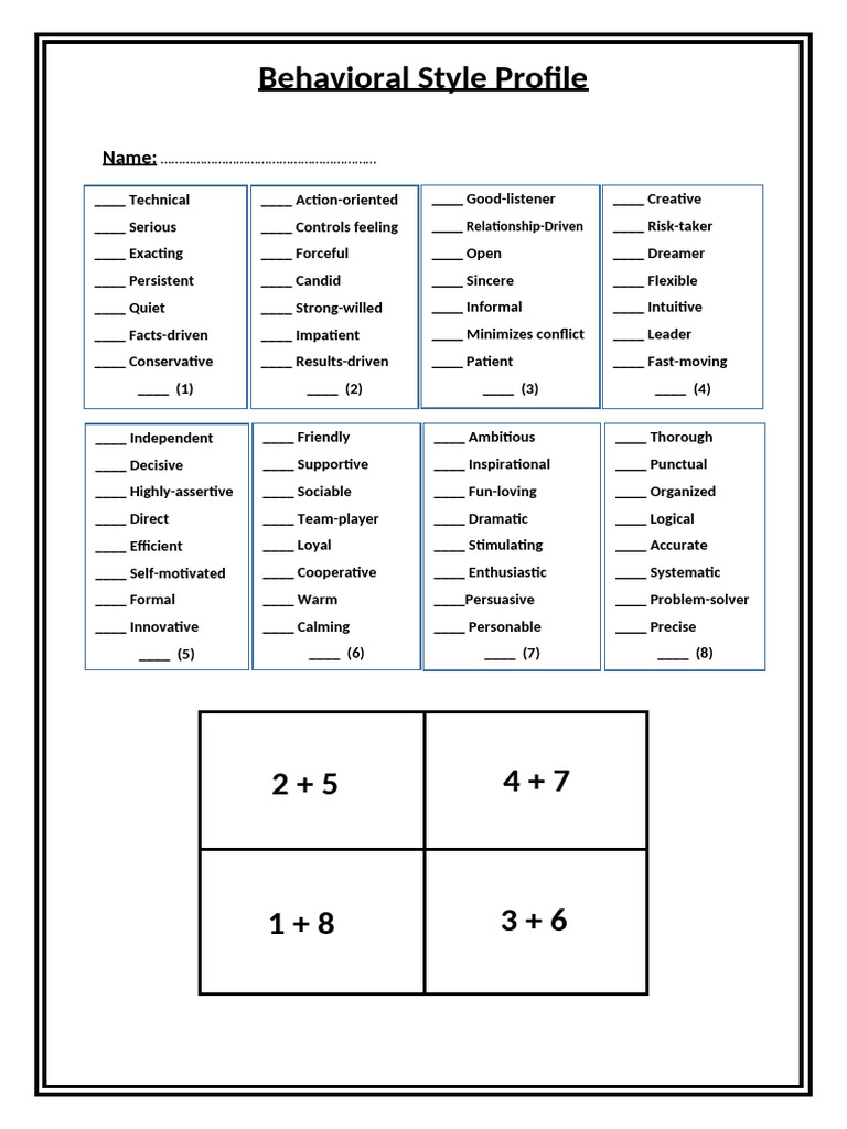 Behavioral Style Profile Exercise | PDF
