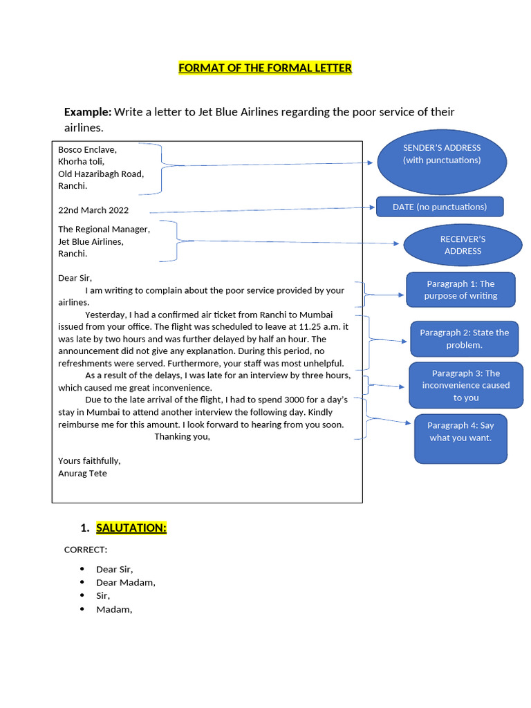 FORMAT OF THE FORMAL AND INFORMAL LETTER | PDF
