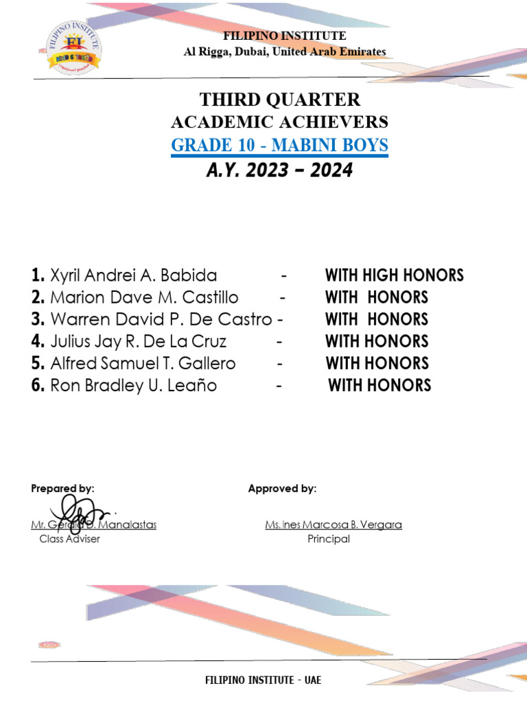 Q3 - Academic Achievers | PDF