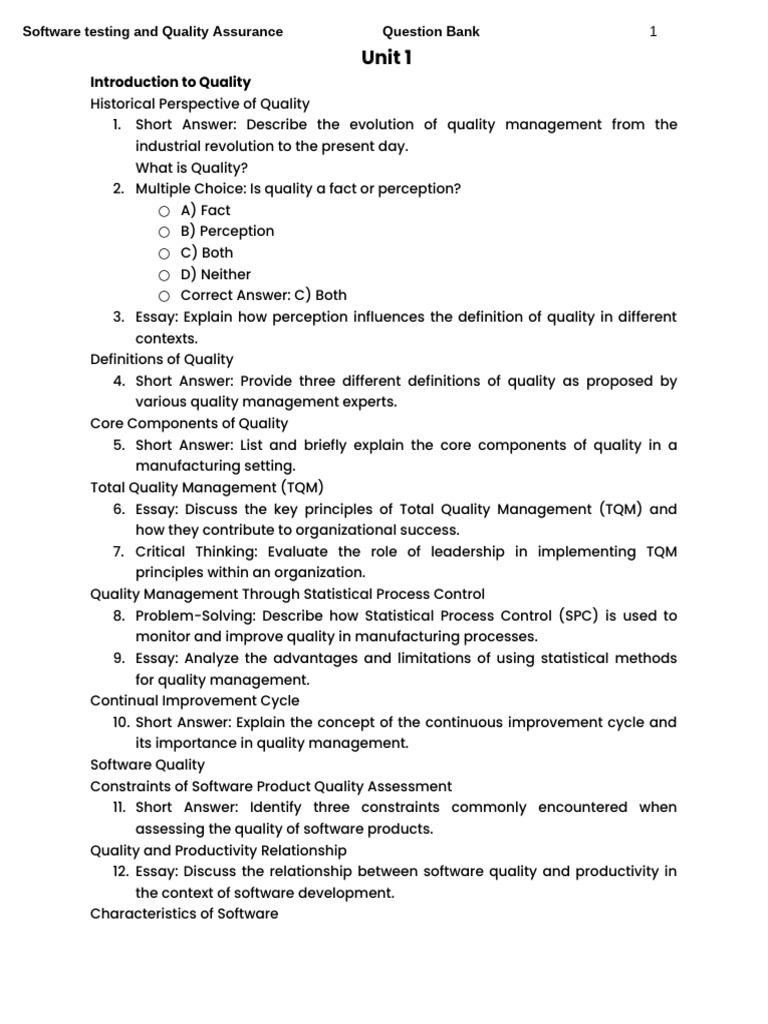 STQA TYIT SEM 5 Question Bank Unitwise | PDF | Software Testing ...