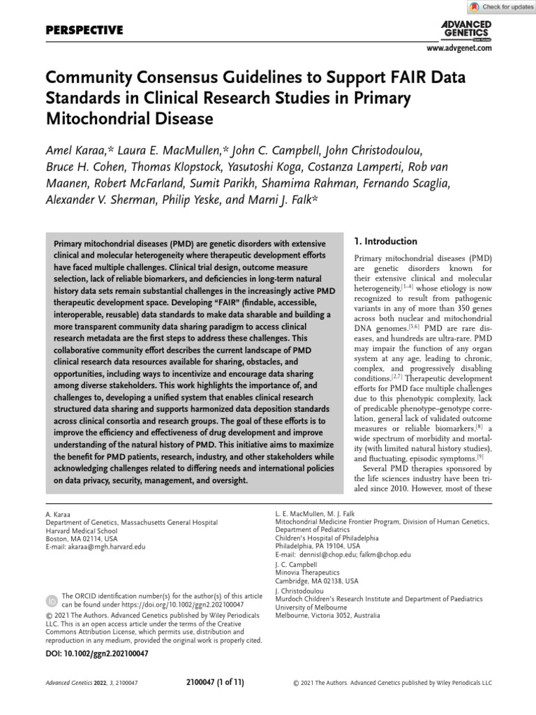 Advanced Genetics - 2021 - Karaa - Community Consensus Guidelines To ... Advanced Genetics - 2021 - Karaa - Community Consensus Guidelines To ...