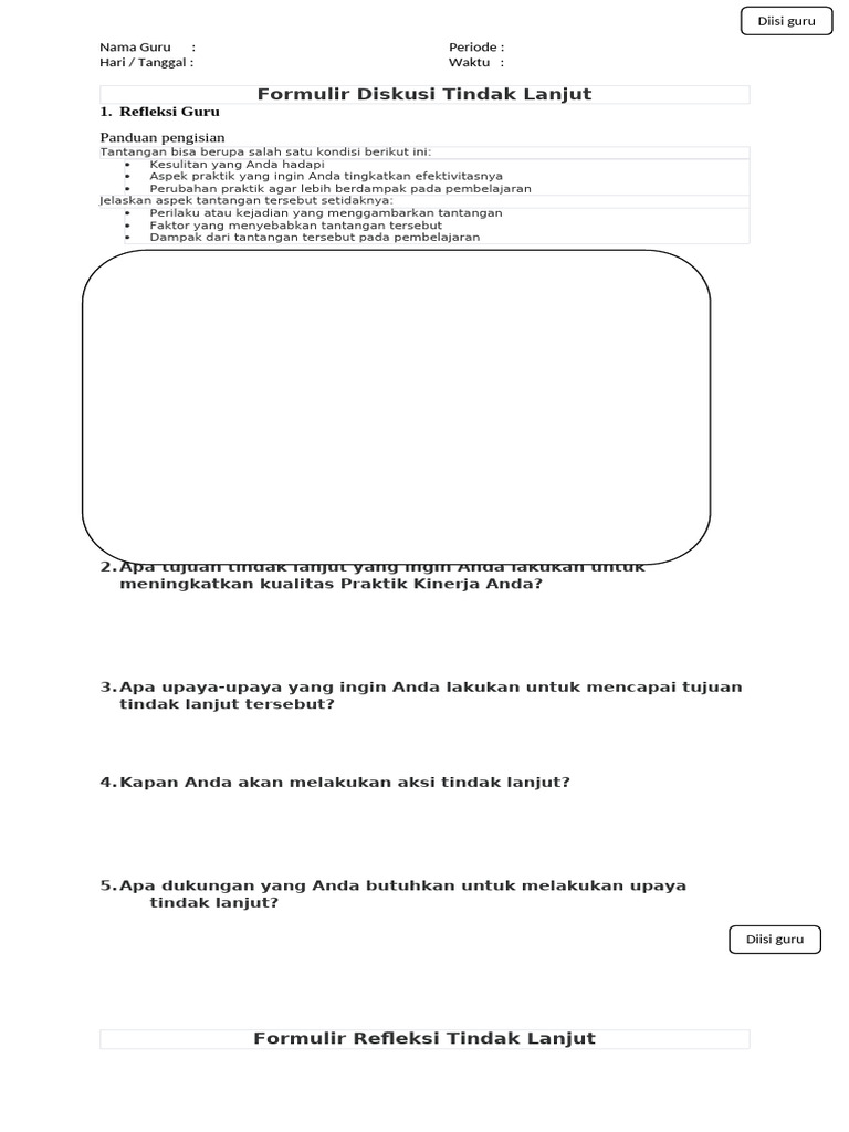 Formulir Diskusi Tindak Lanjut | PDF