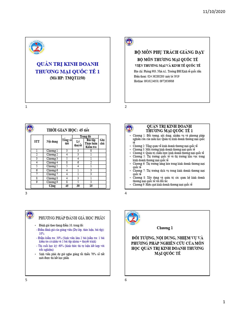 Slide Bài Giảng Môn Học Qtkdtmqt 1 Gui Sv | PDF