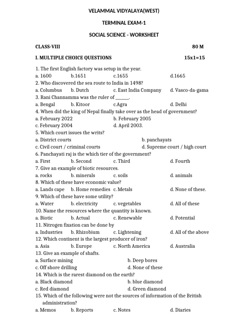 SOC std8 worksheet terminal 1 | PDF